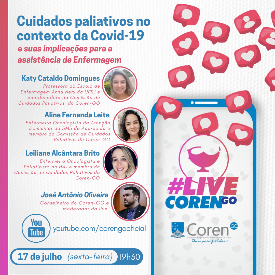 Cuidados paliativos frente à pandemia de Covid-19 é tema da próxima live do Coren-GO | Conselho ...